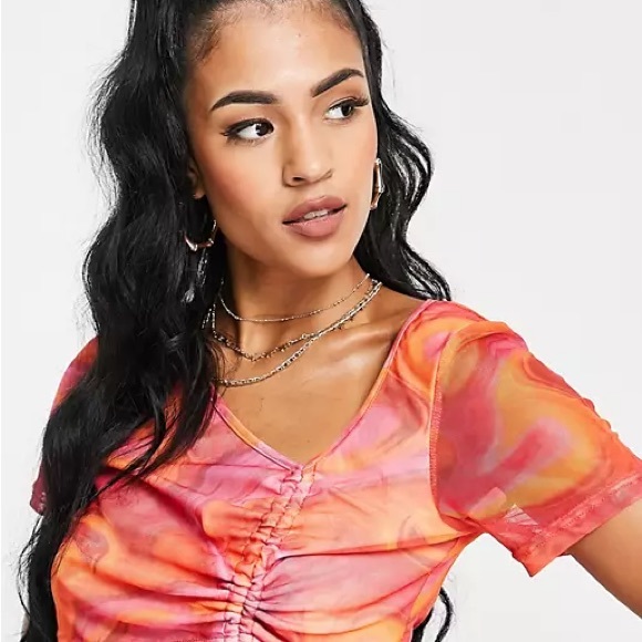 Missguided | Tops | Tall Psychedelic Mesh Ss Crop Top Multi | Poshmark